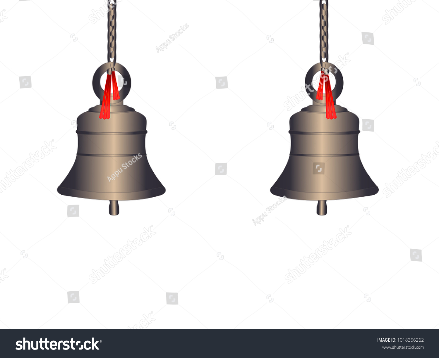 Temple Bells Red Tassels Vector: vector de stock (libre de regalías ...