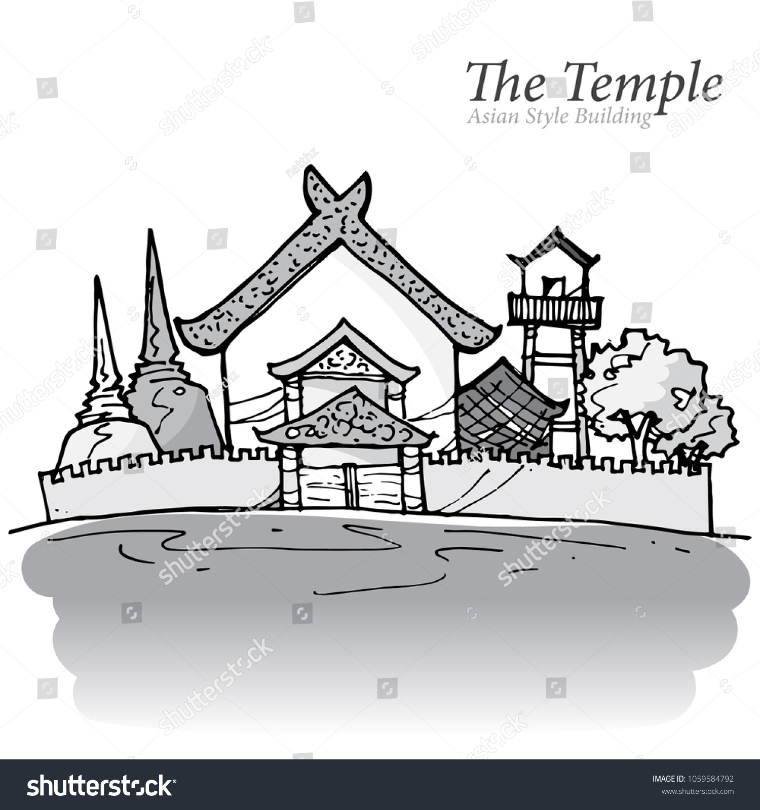 Temple Cartoon Vector Character: เวกเตอร์สต็อก (ปลอดค่าลิขสิทธิ์ ...