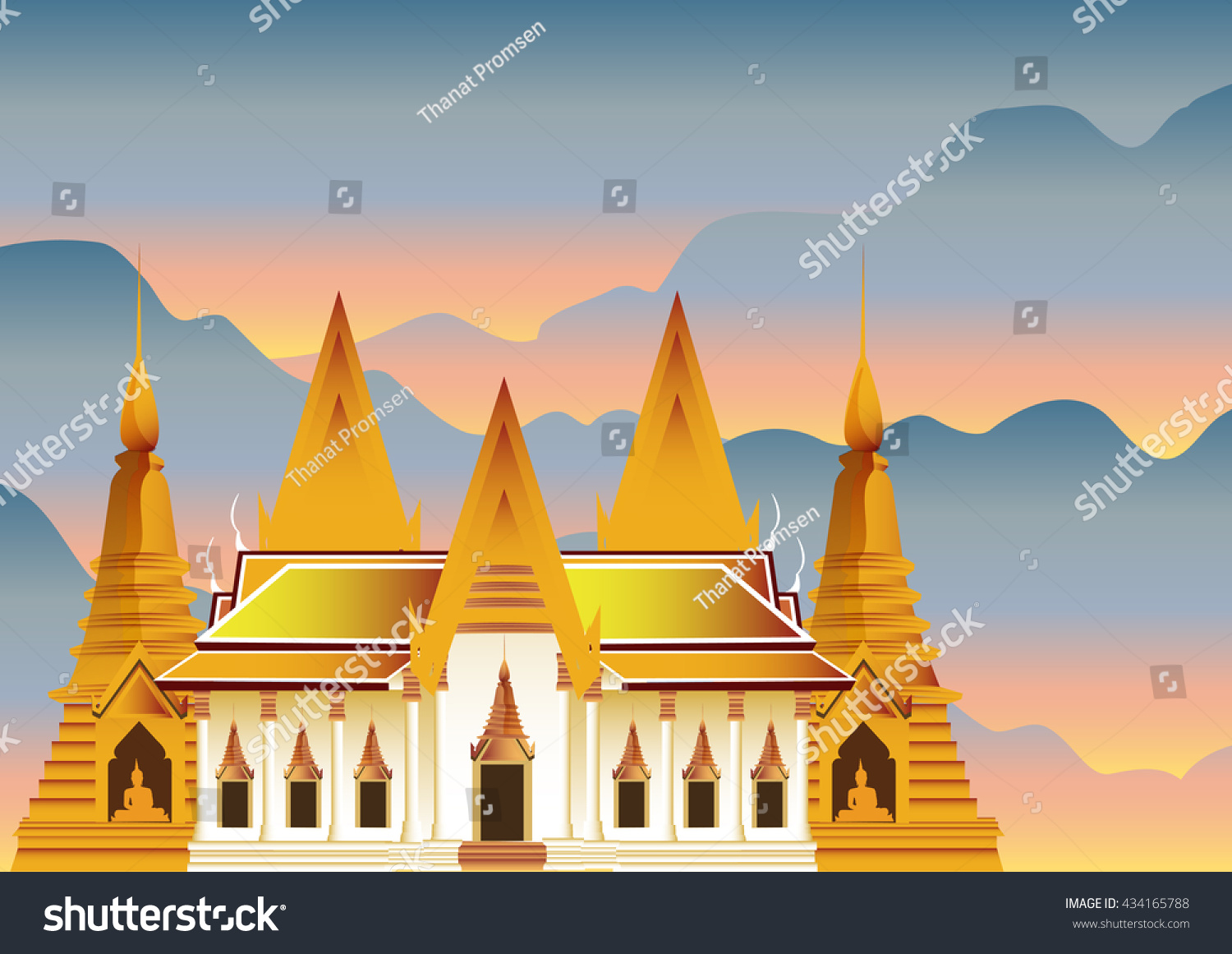 Temple Thailand Vector: เวกเตอร์สต็อก (ปลอดค่าลิขสิทธิ์) 434165788 ...