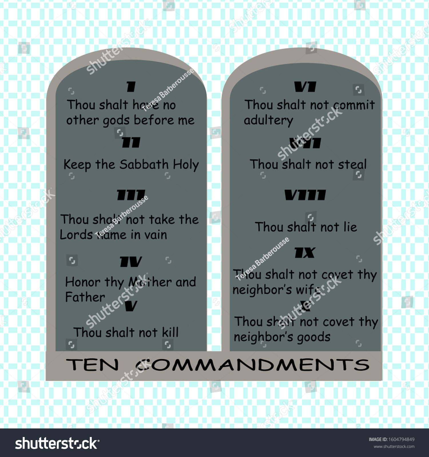 Ten Commandments On Stone Numbered 스톡 벡터(로열티 프리) 1604794849 | Shutterstock