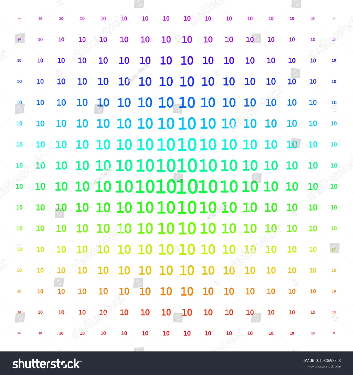 Ten Digits Text Icon Spectral Halftone Stock Vector (Royalty Free ...