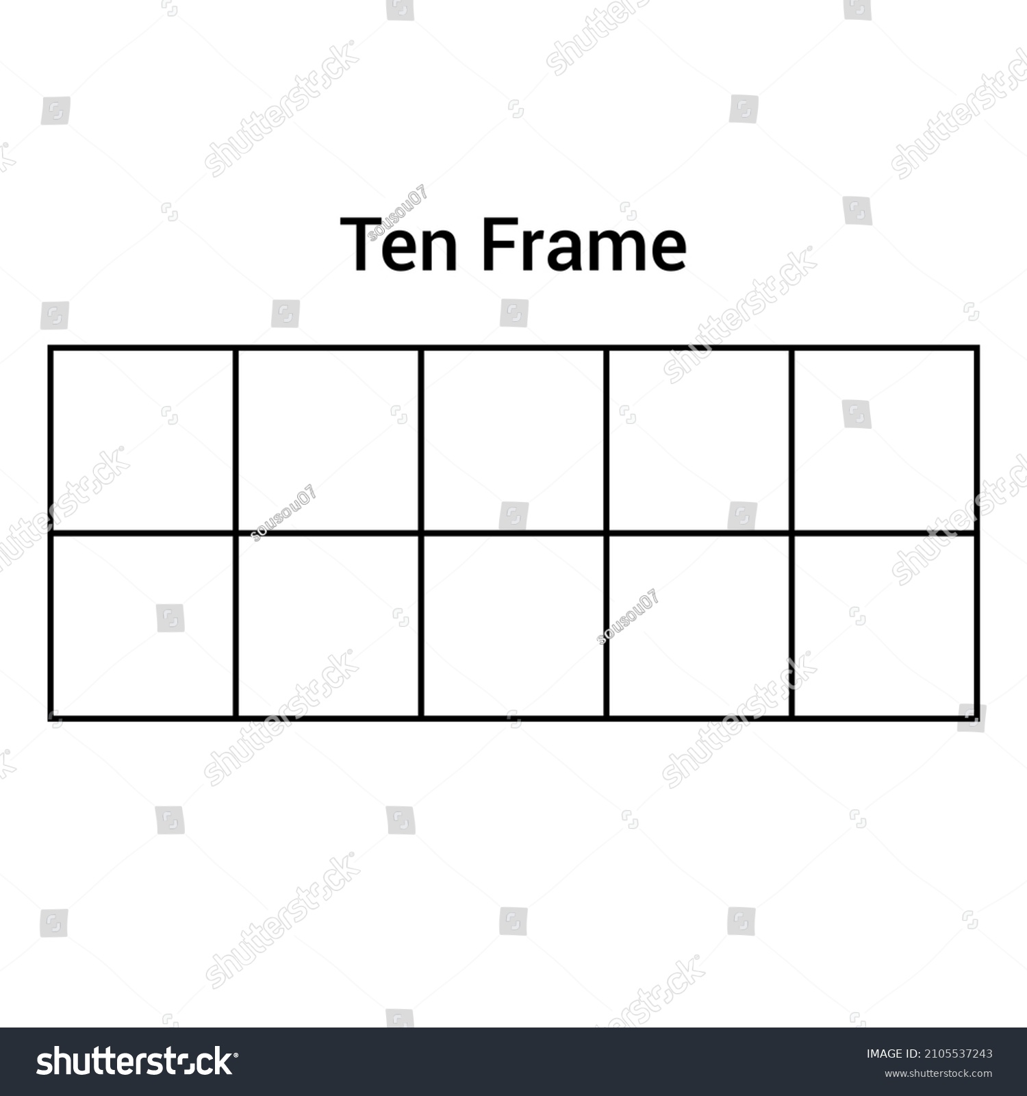 Ten Frame Worksheet Mathematics Stock Vector (Royalty Free) 2105537243