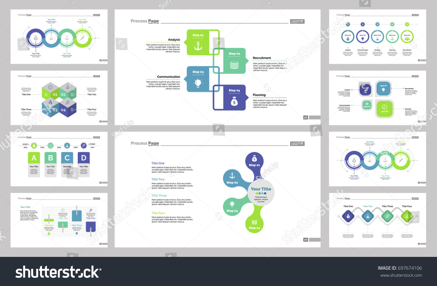Ten Management Slide Templates Set Stock Vector (Royalty Free) 697674106