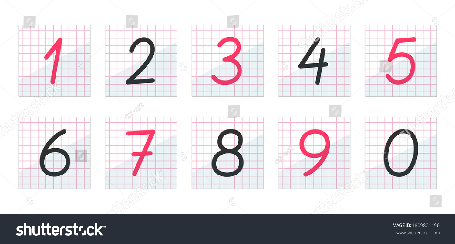Ten Numbers On Squared Graph Paper Stock Vector (Royalty Free) 1809801496