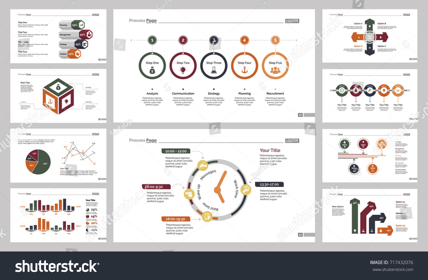 Ten Planning Chart Slide Templates Set Stock Vector (Royalty Free ...
