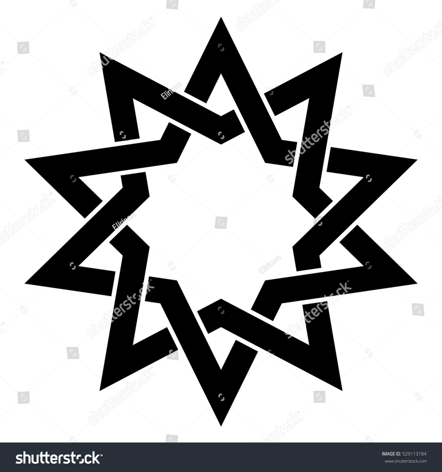Ten Point Tangled Star Flat Black: เวกเตอร์สต็อก (ปลอดค่าลิขสิทธิ์ ...