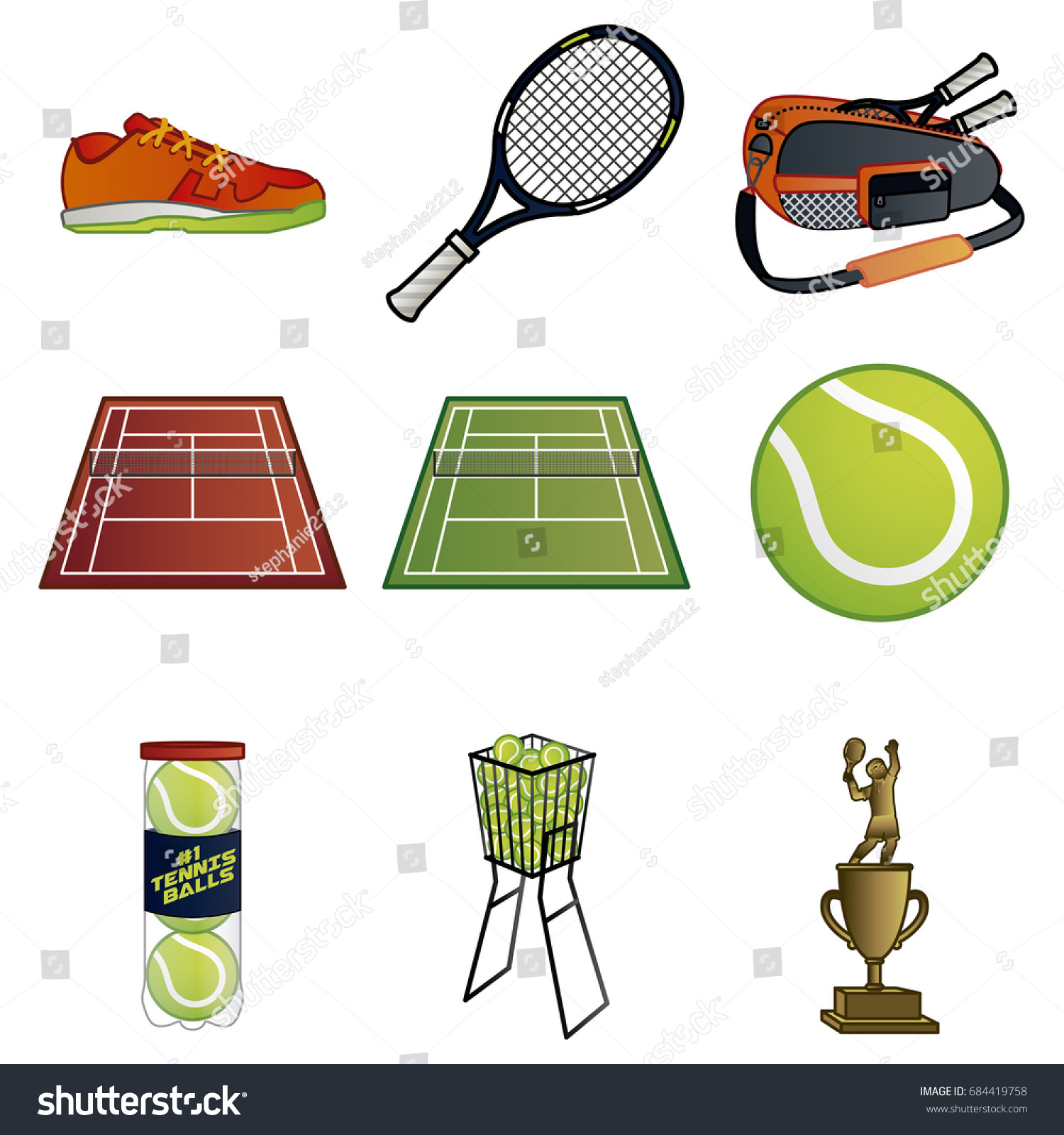 Tennis Items Stock Vector (Royalty Free) 684419758 | Shutterstock