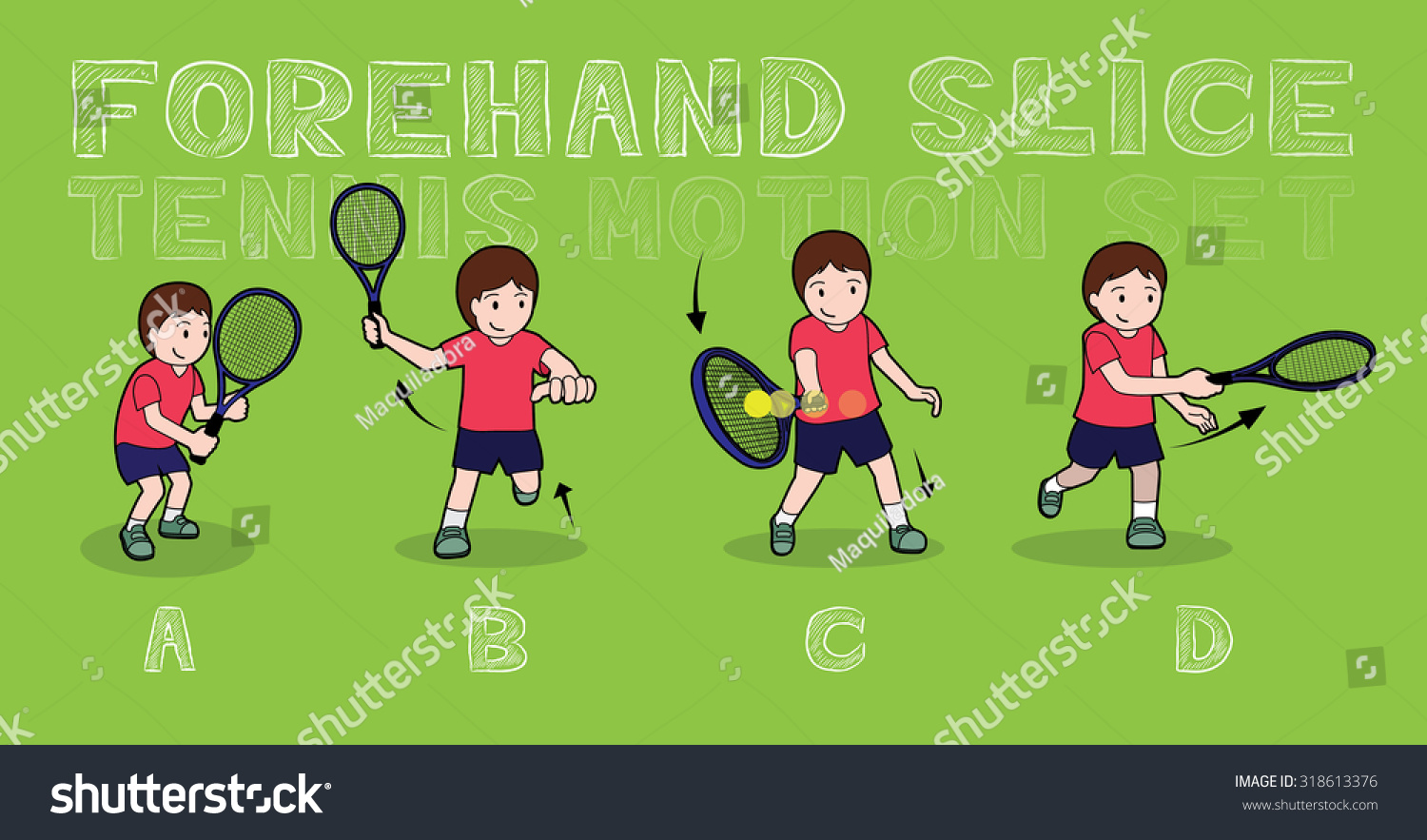 Tennis Motion Forehand Slice Boy Stroke: vector de stock (libre de ...