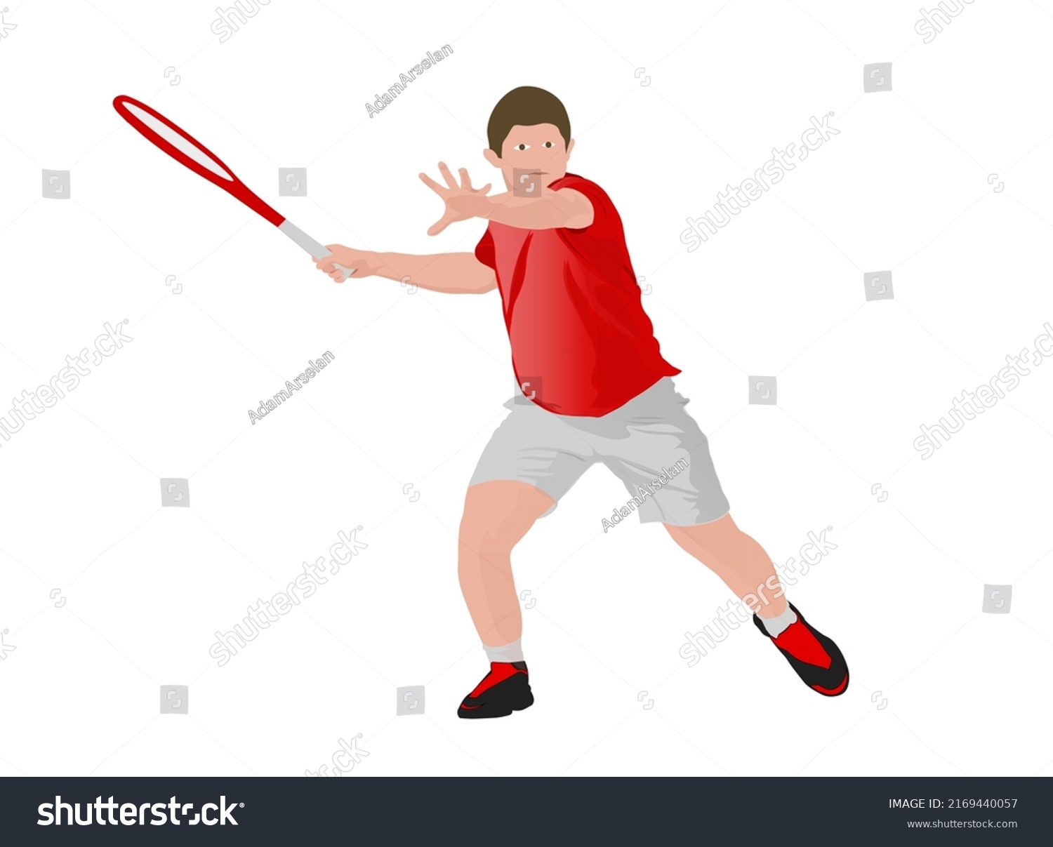 Tennis Player Man High Vector Stock Vector (Royalty Free) 2169440057 ...