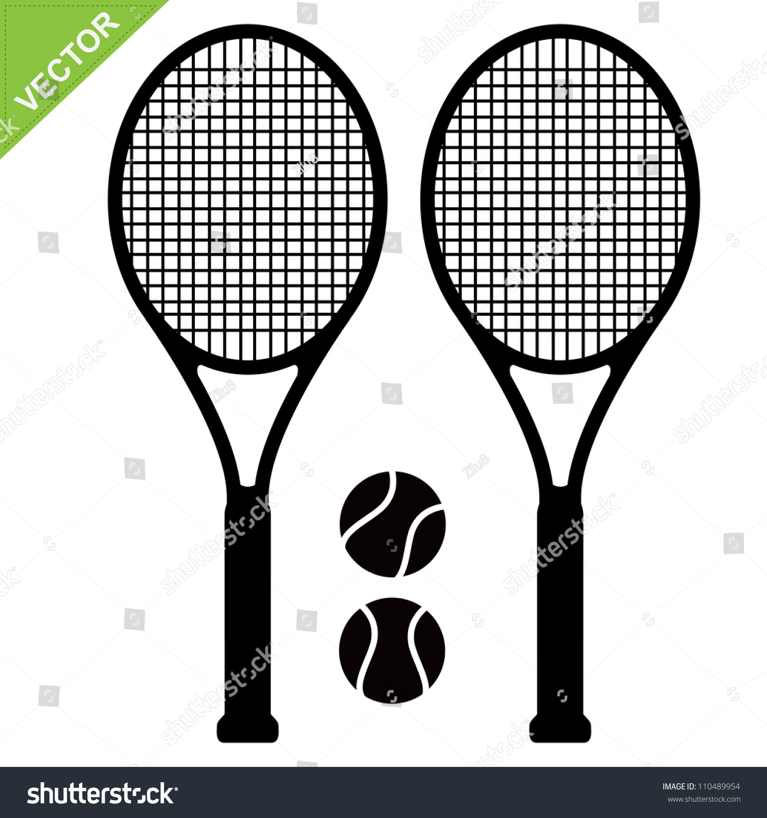 Tennis Racket Silhouettes Vector Stock Vector 110489954 - Shutterstock