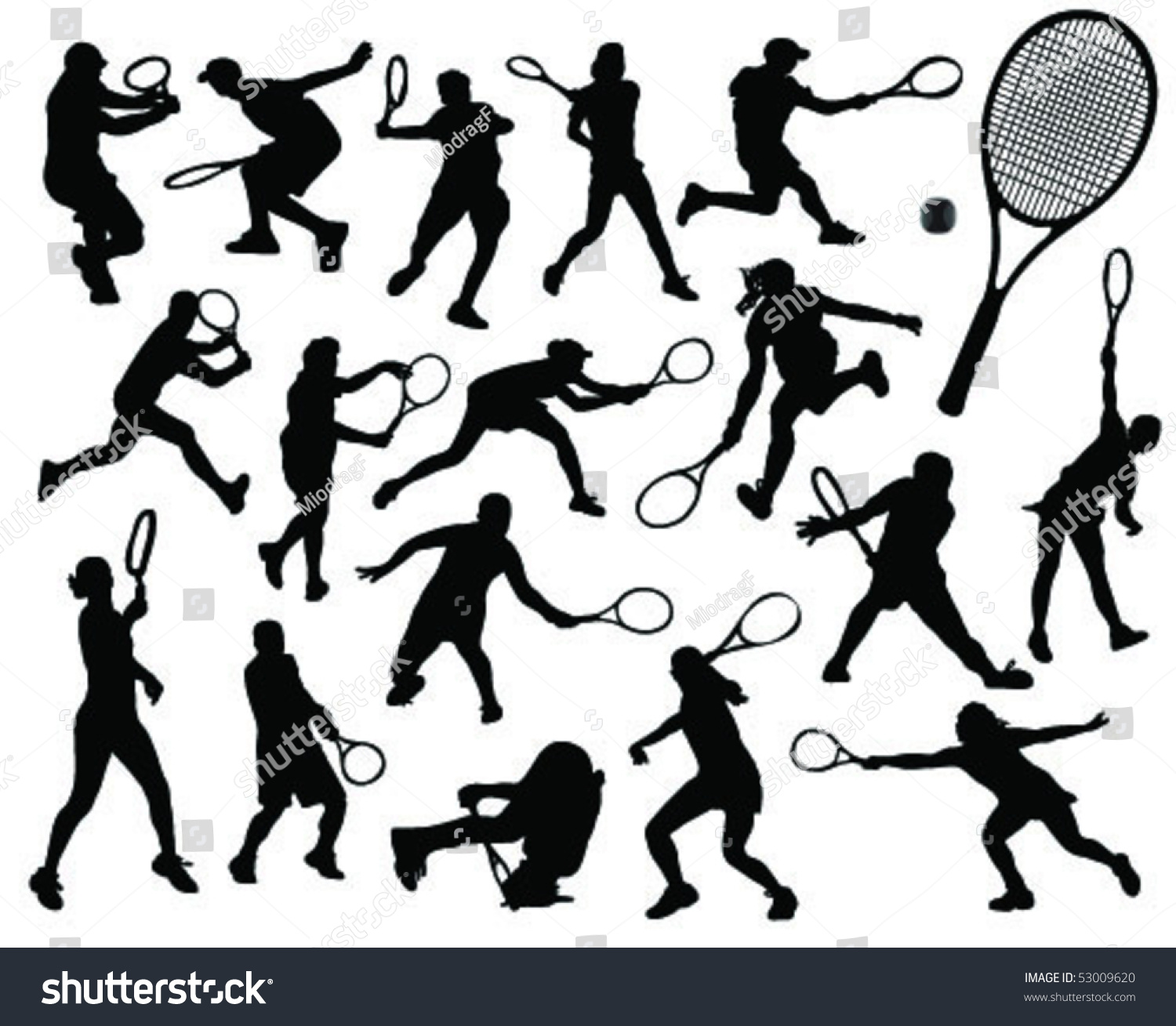 Tennis Silhouette 7vector: เวกเตอร์สต็อก (ปลอดค่าลิขสิทธิ์) 53009620 ...