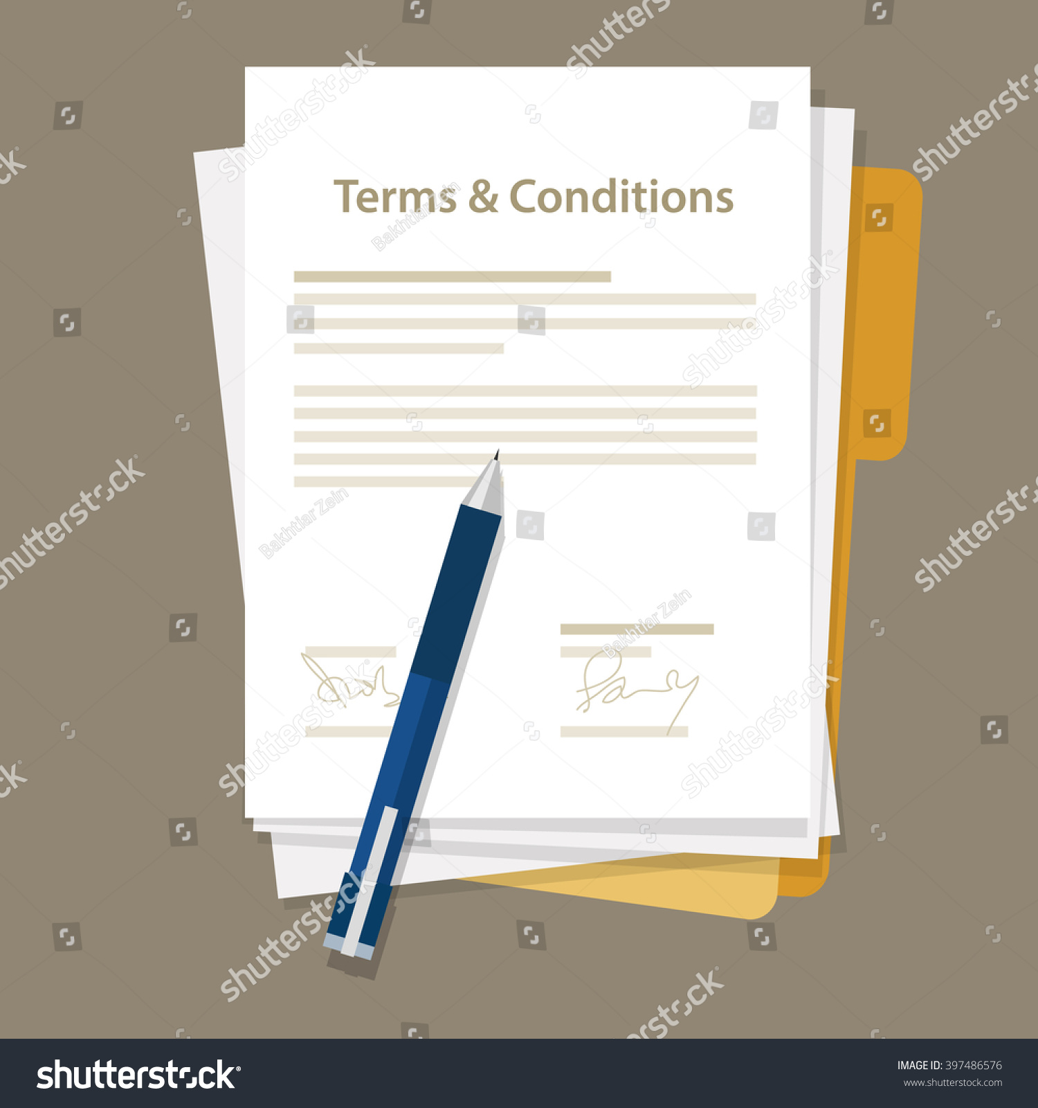 Terms Condition Contract Document Signed Stock Vector (Royalty Free ...