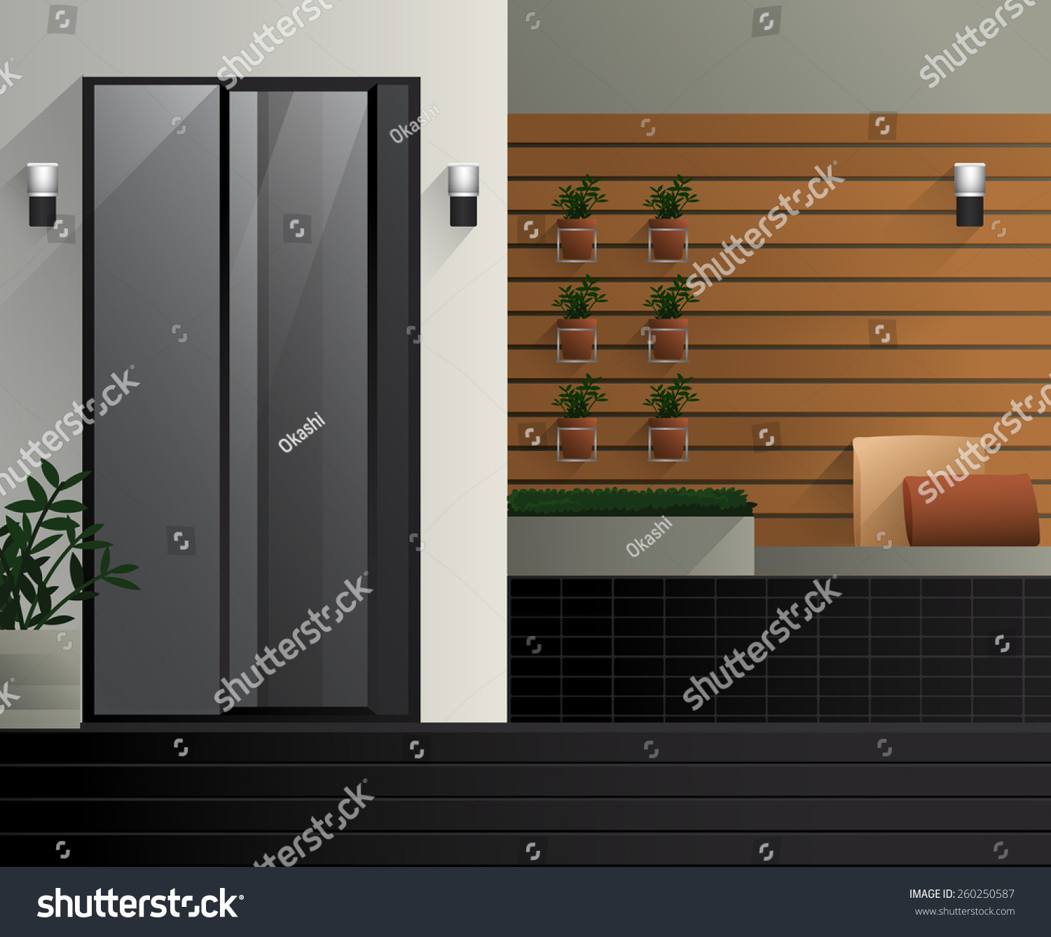Terrace Vector Illustration Stock Vector (Royalty Free) 260250587 ...