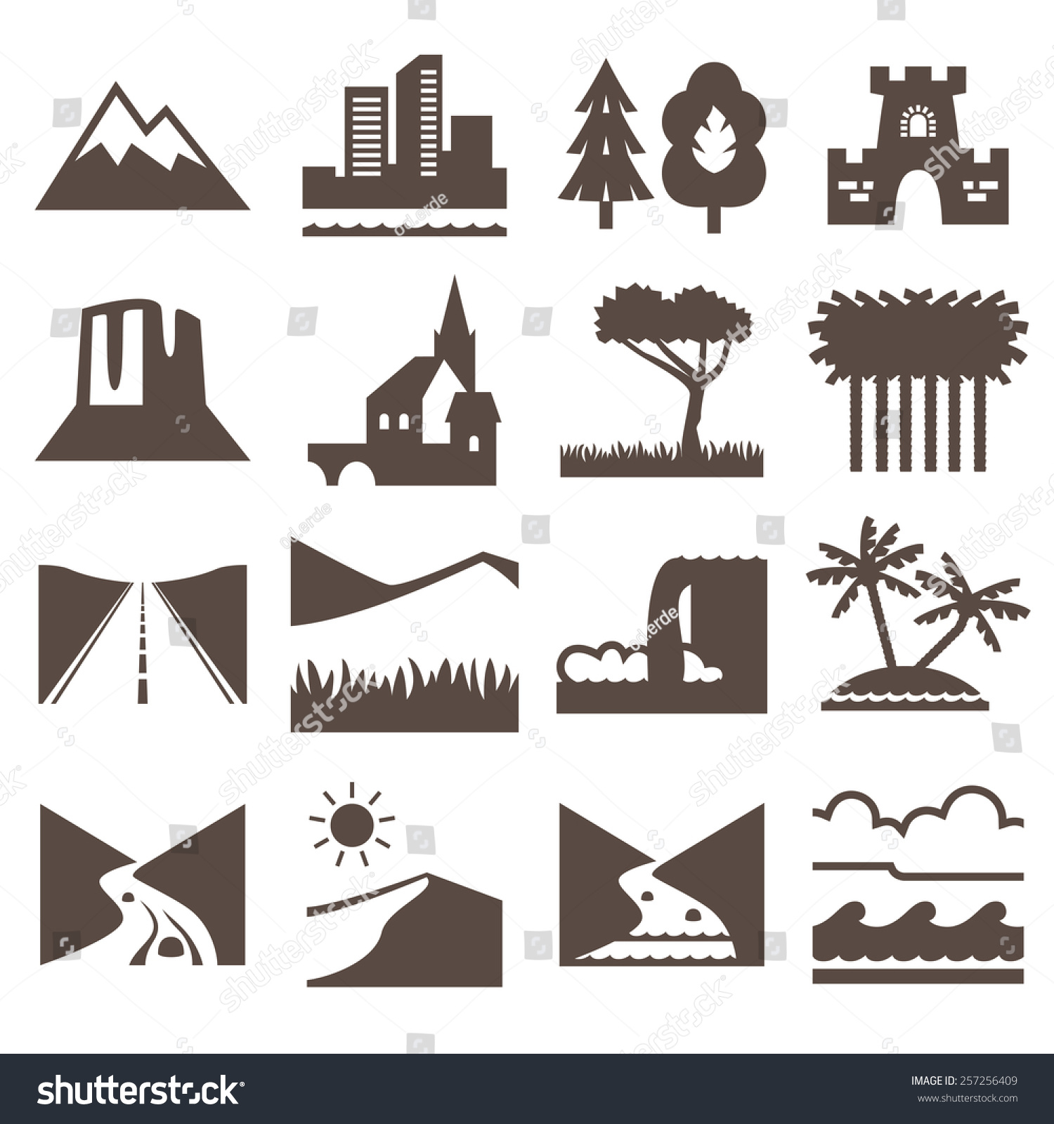 Terrain, Locality Icon Set. Stock Vector Illustration 257256409 ...