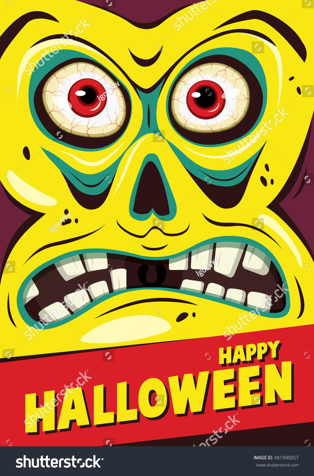 Terrible Face Vector Illustration Stock Vector (Royalty Free) 481990057 ...