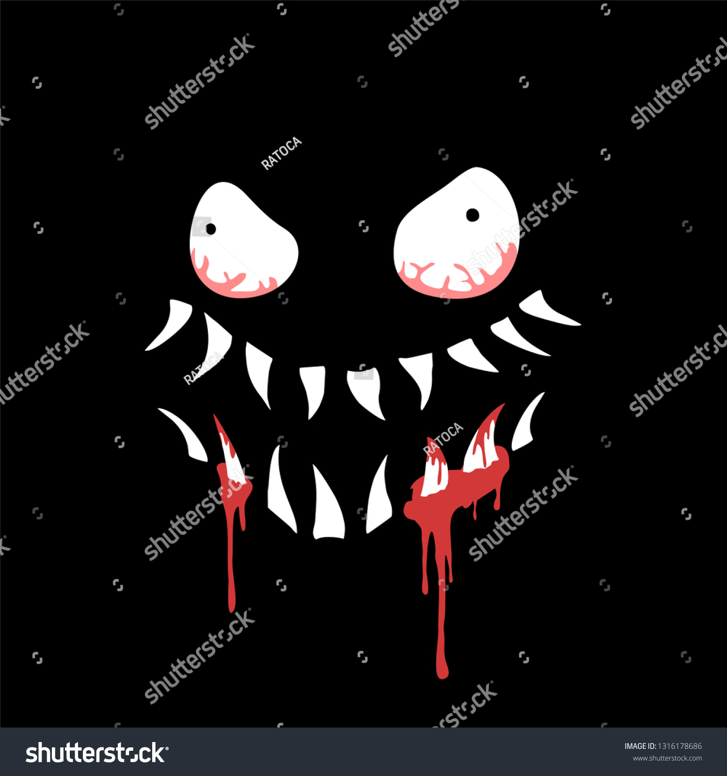 Terrifying Face Illustration Stock Vector (Royalty Free) 1316178686