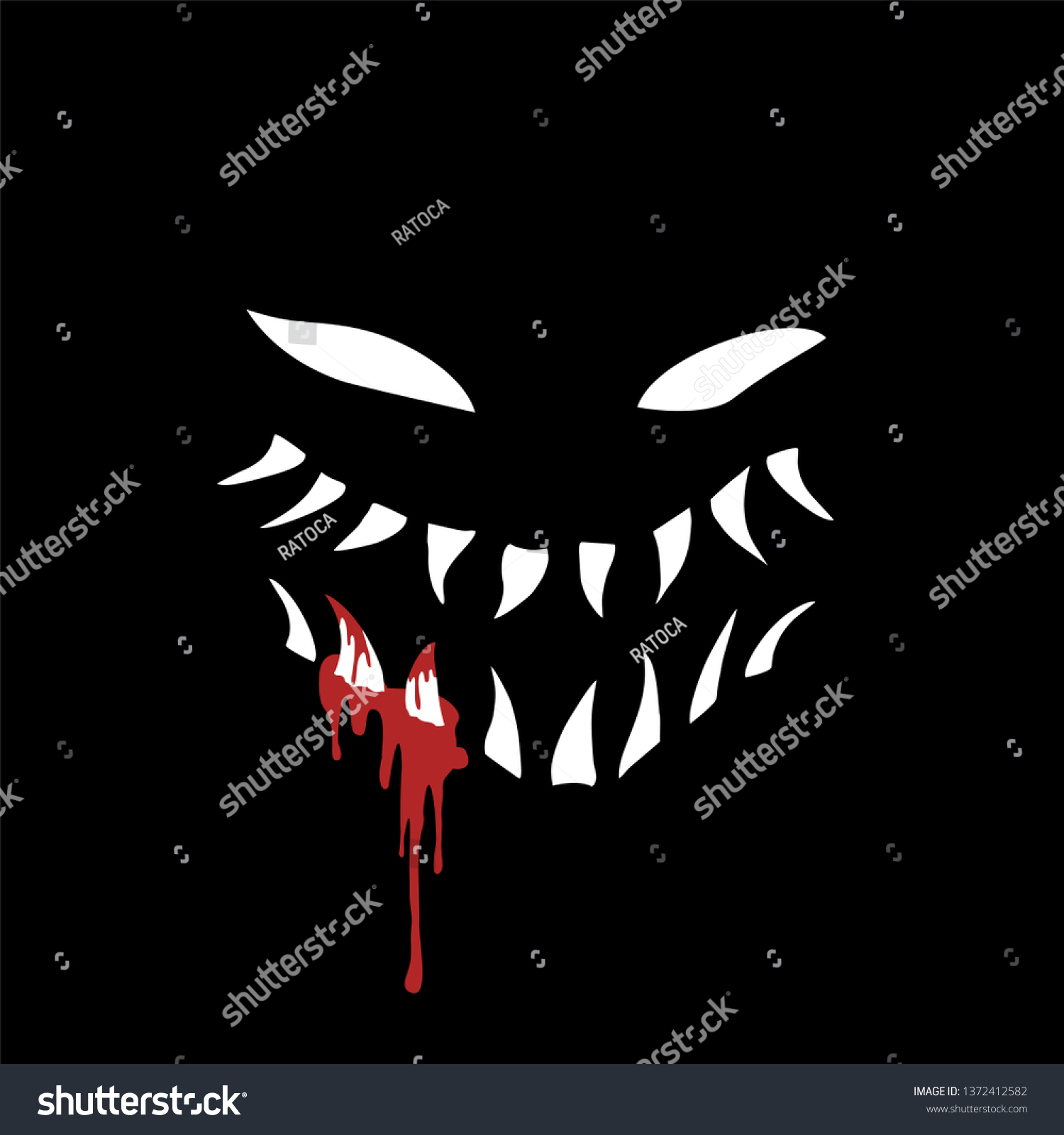 Terrifying Face Illustration Stock Vector (Royalty Free) 1372412582 ...