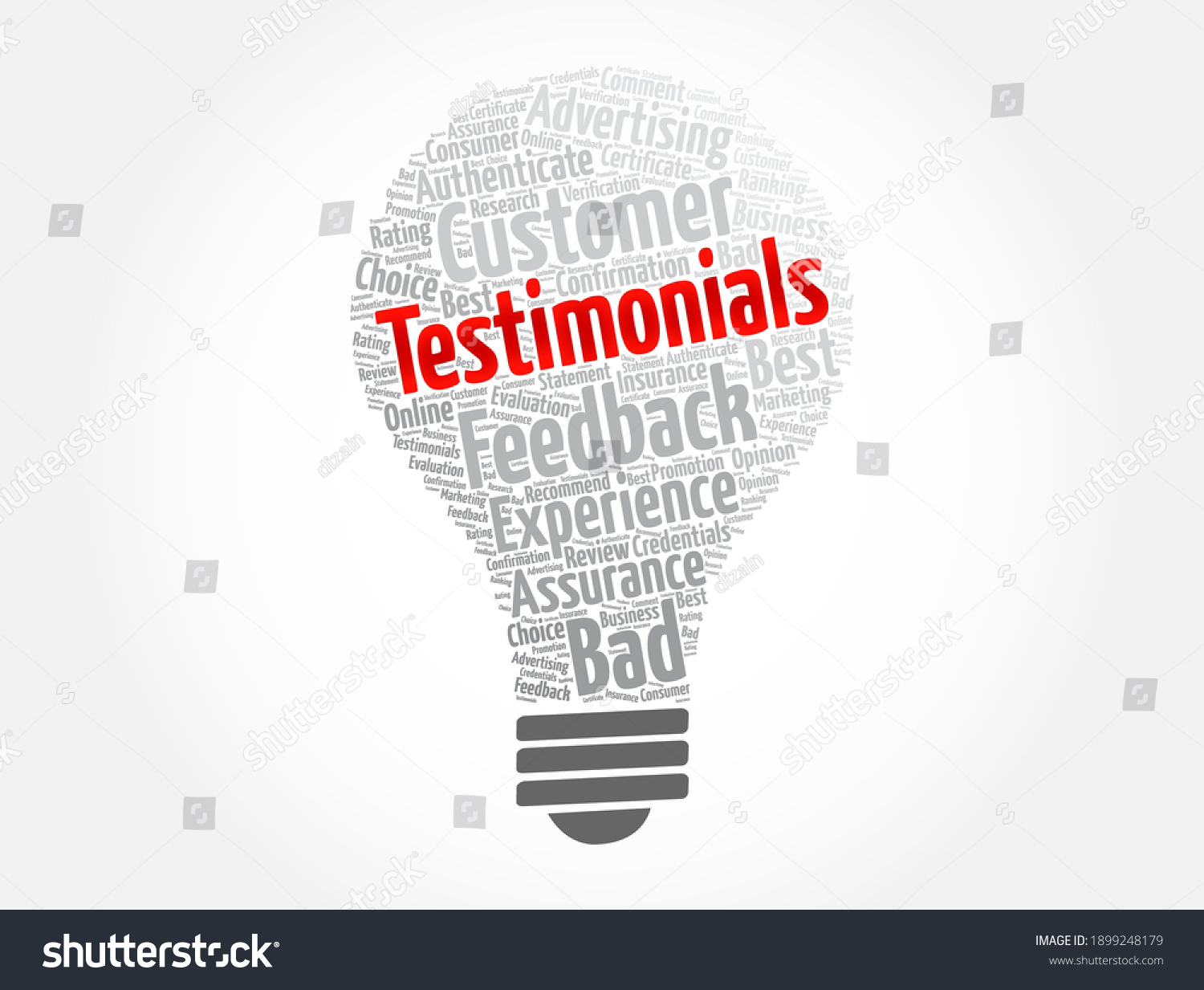 Testimonials Light Bulb Word Cloud Collage Stock Vector (Royalty Free ...