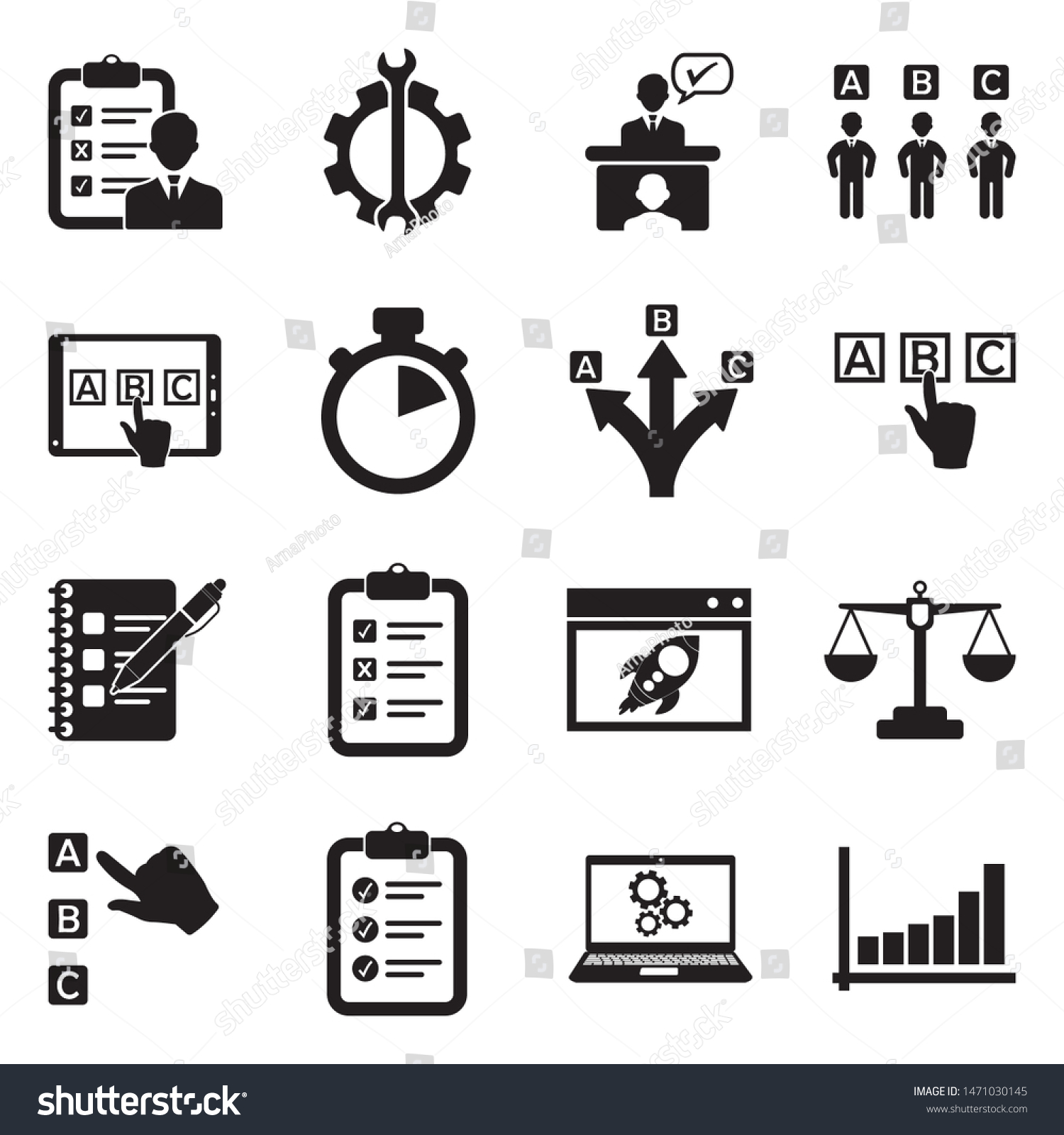 Testing Icons Black Flat Design Vector Stock Vector (Royalty Free ...