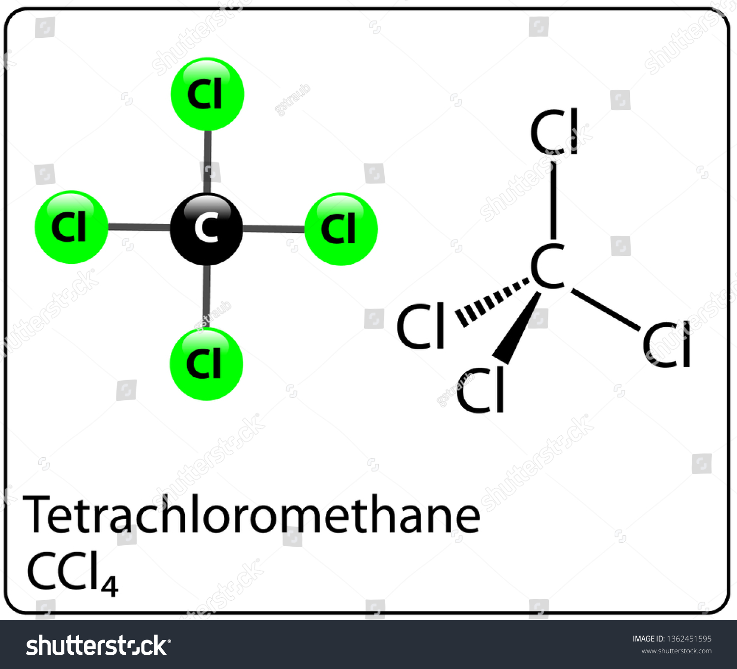 Tetrachloromethane Molecule Structure: vector de stock (libre de ...