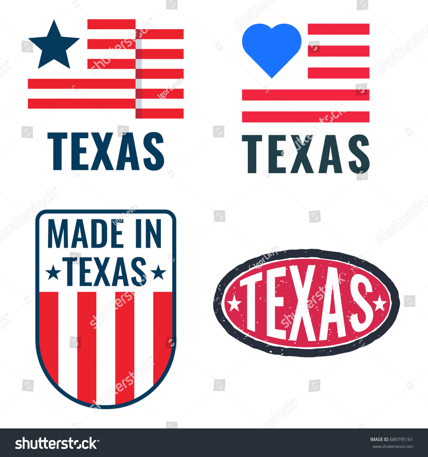 Texas Badge Icon Logo Set Flat Stock Vector (Royalty Free) 689795161