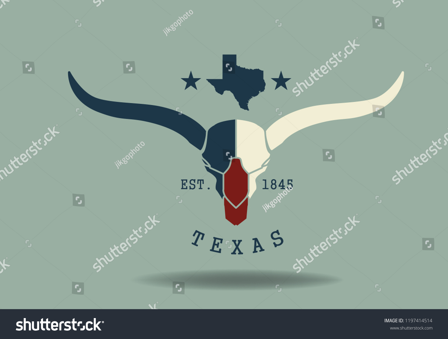 Texas Longhorn Map Vector Eps 10 Stock Vector (Royalty Free) 1197414514 ...