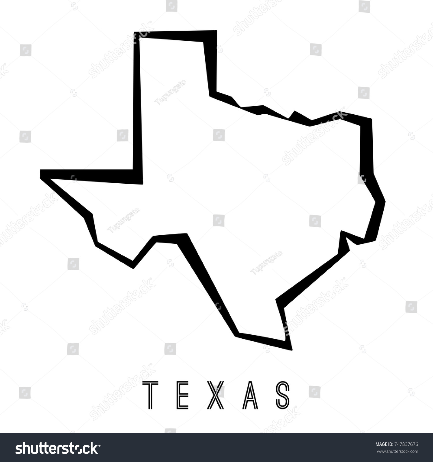 Texas Map Outline Us State Shape Stock Vector (Royalty Free) 747837676 ...