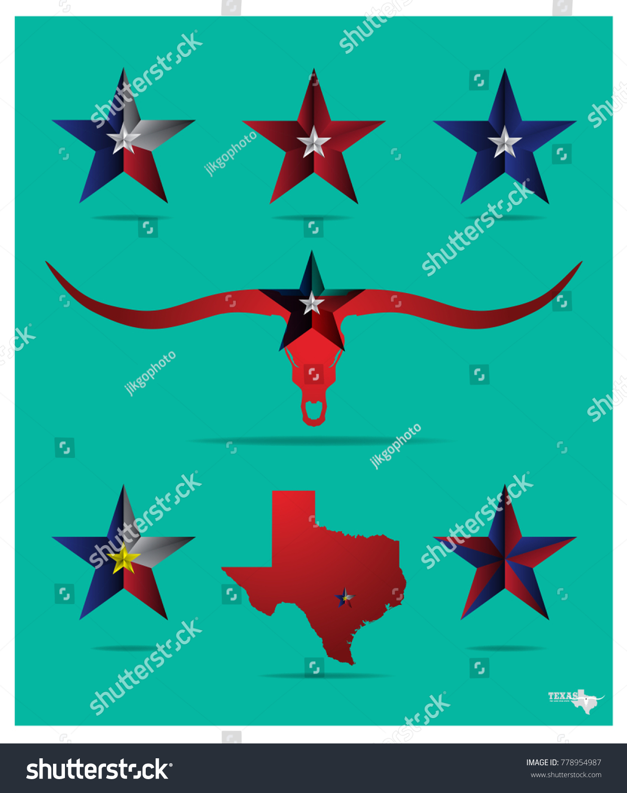 Texas Star Map Collection Vector Eps Stock Vector (Royalty Free ...