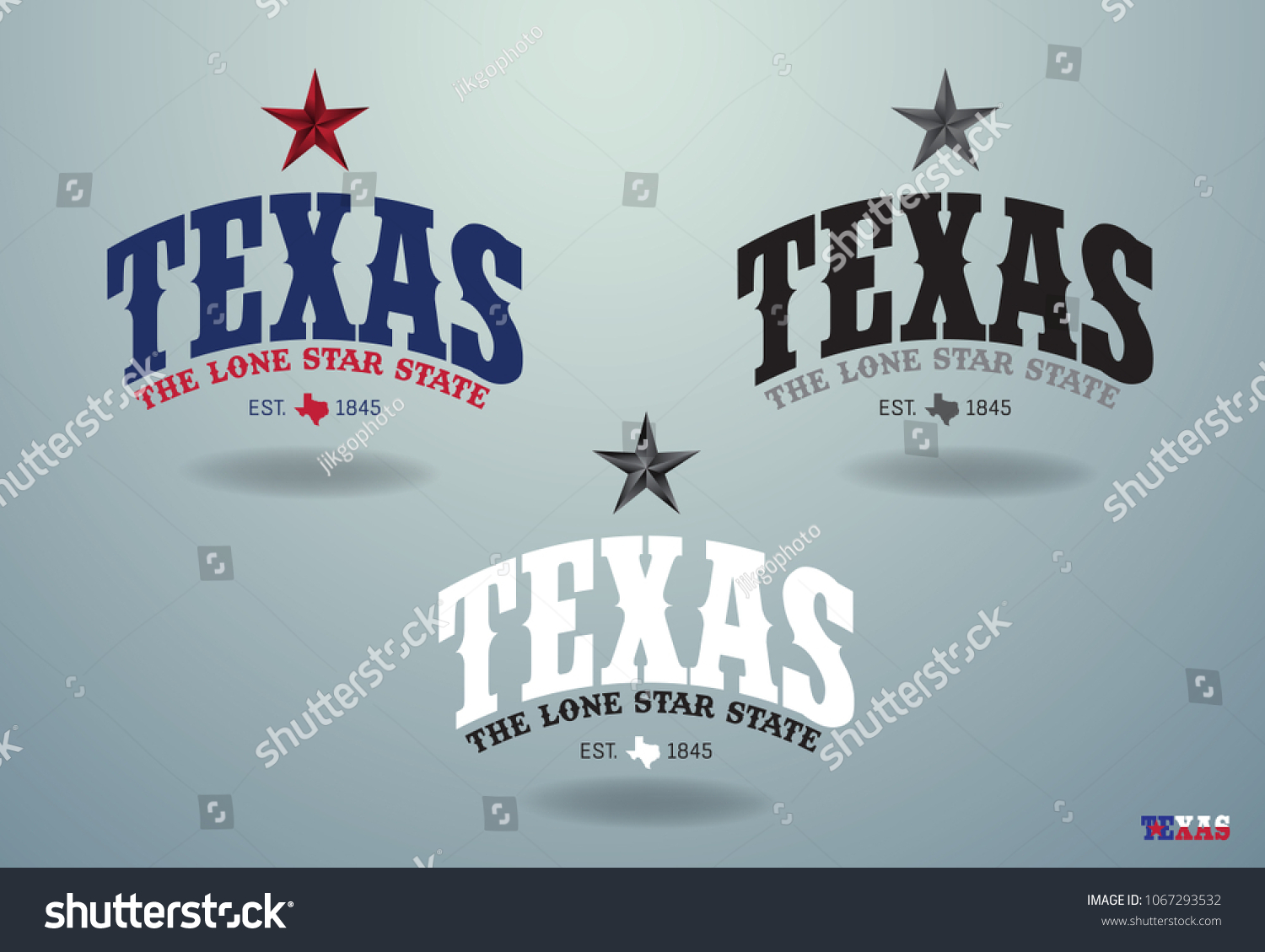 Texas Lone Star State Mini Map Stock Vector (Royalty Free) 1067293532