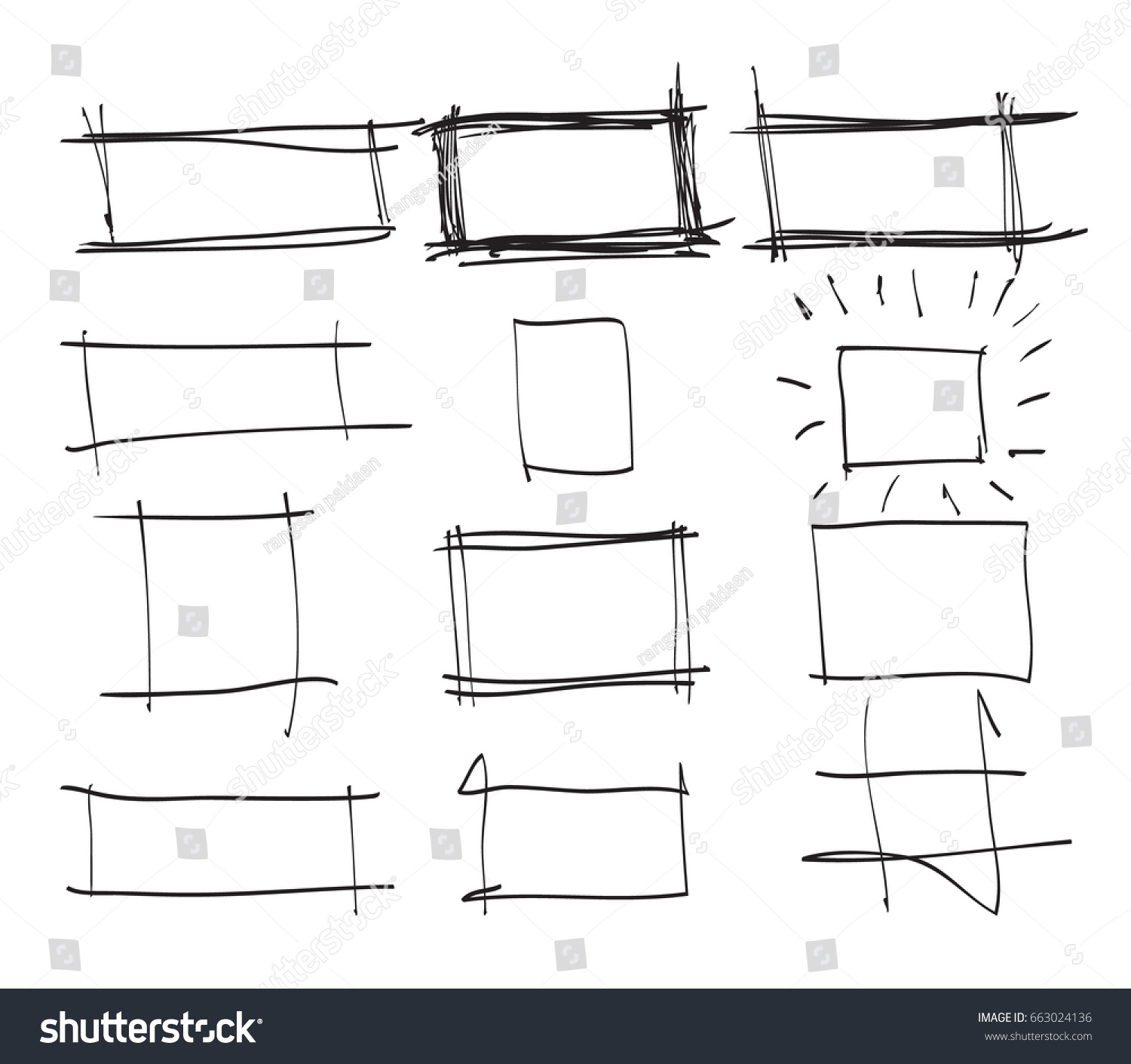 Text Box Frames Hand Drawn Rectangleart Stock Vector (Royalty Free ...