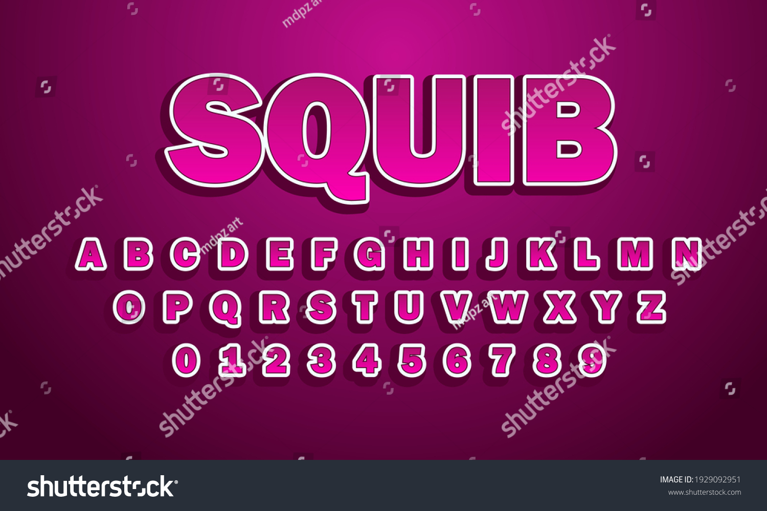 Text Effect Squib Font Alphabet Stock Vector (Royalty Free) 1929092951