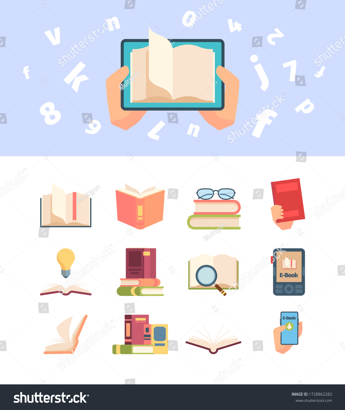 Textbook Knowledge Set Open Book Information Stock Vector (Royalty Free ...