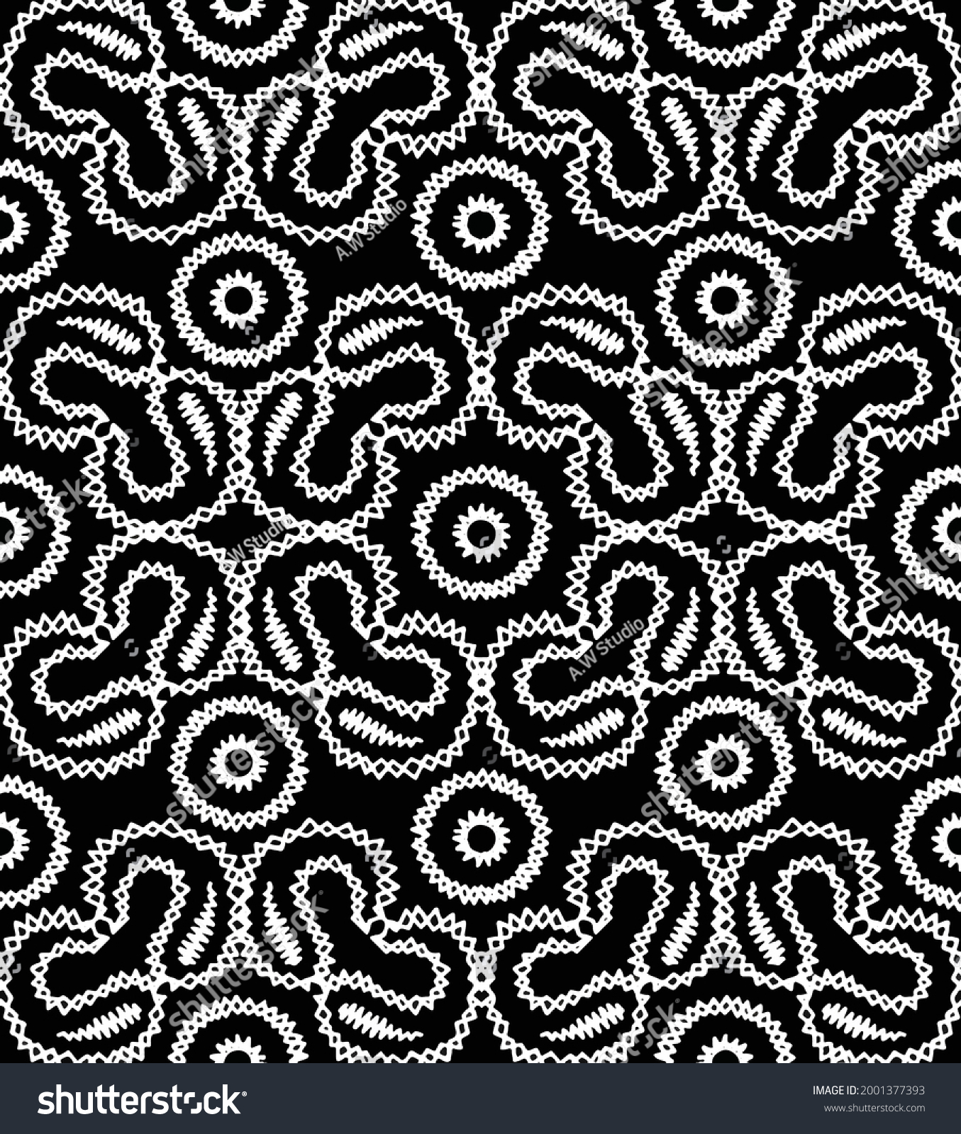 Textile Pattern Black White Stock Vector (Royalty Free) 2001377393 ...