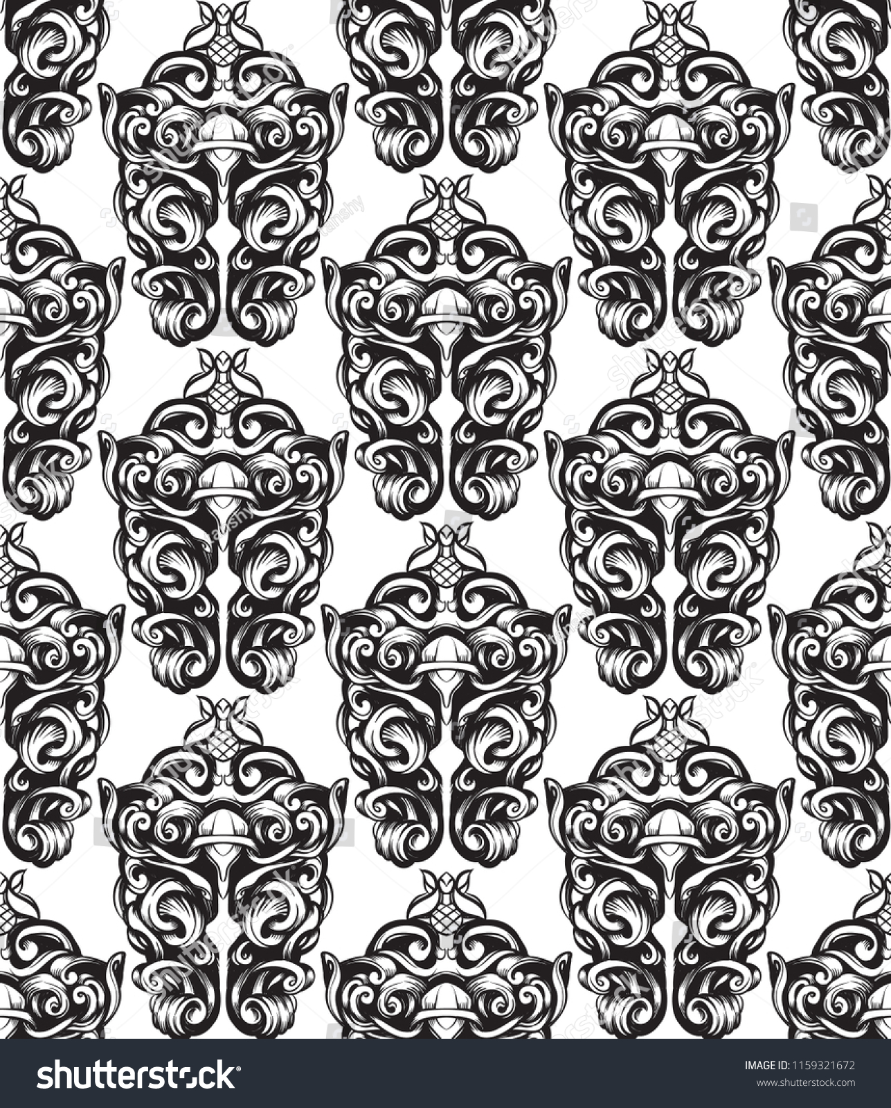 Texture Seamless Black White Vintage Pattern Stock Vector (Royalty Free ...