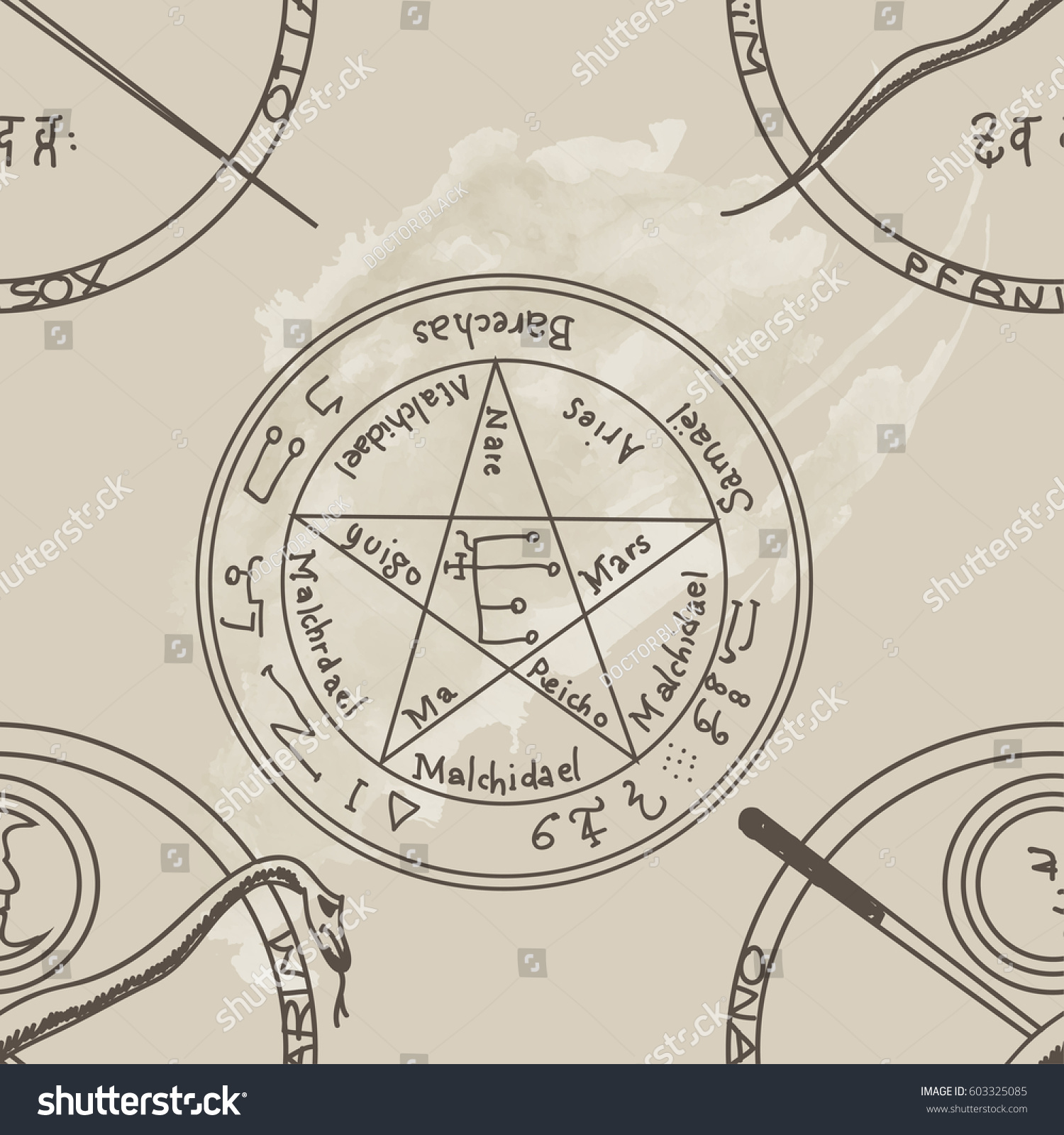 Texture Repetitive Pentacle Pattern Occult Background: vector de stock ...