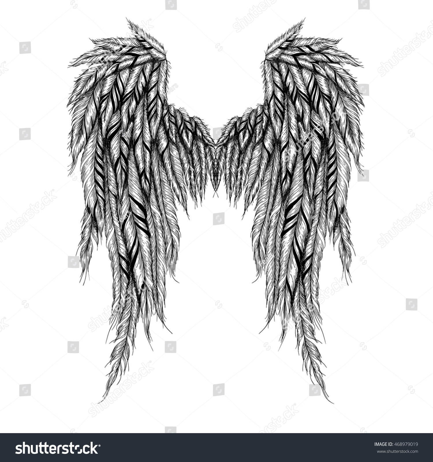 Textured Detailed Wings Stock Vector (Royalty Free) 468979019 ...