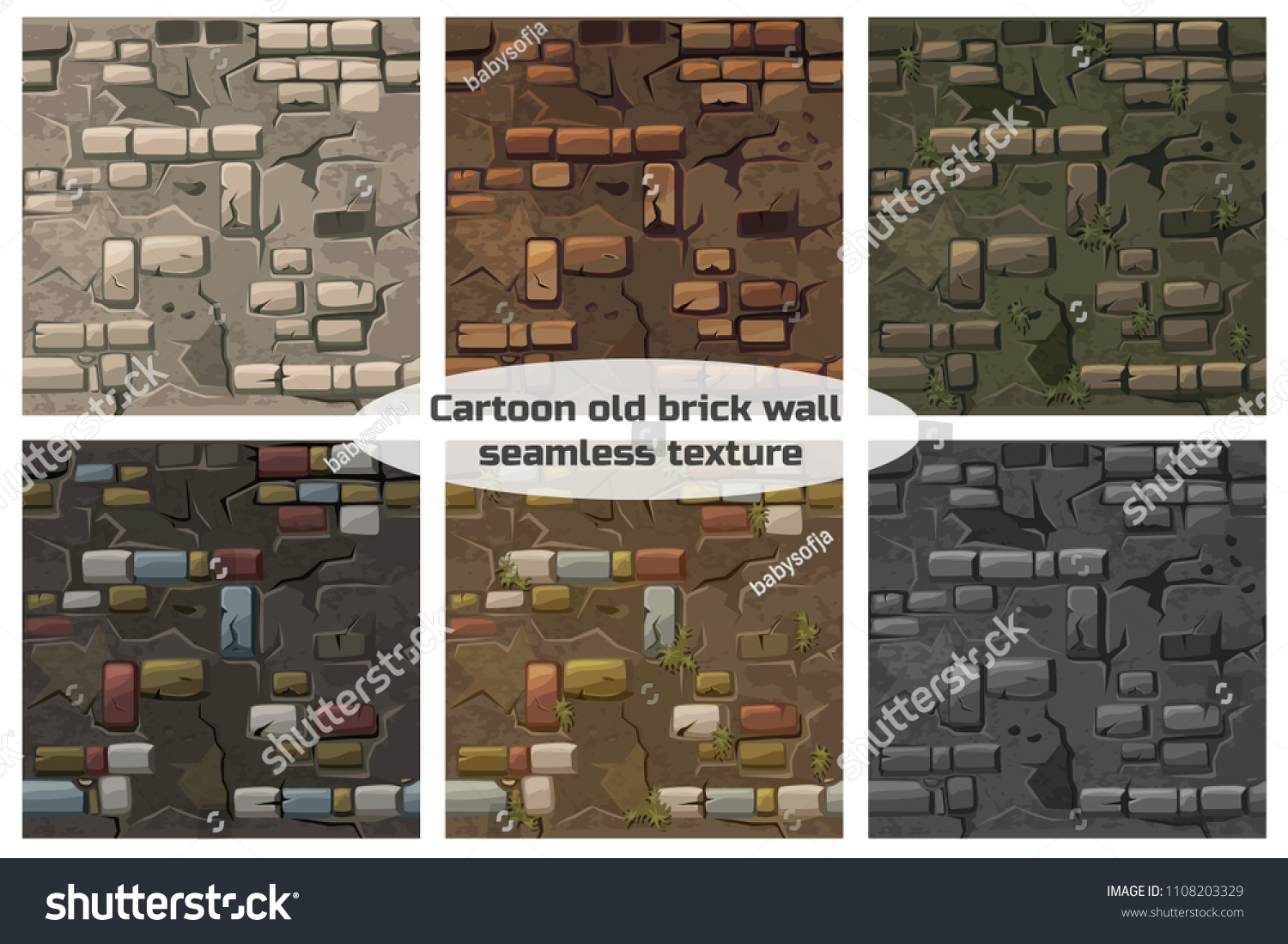 Textures Set Cartoon Collection Seamless Pattern Stock Vector (Royalty ...