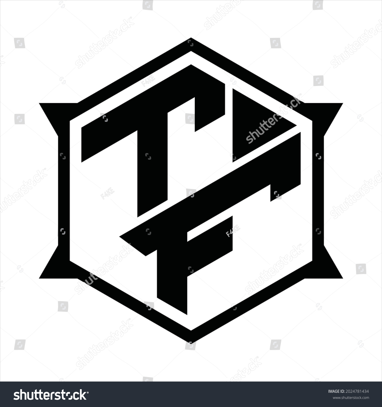 Tf Logo Monogram Hexagon Sharp Shape Stock Vector (Royalty Free ...