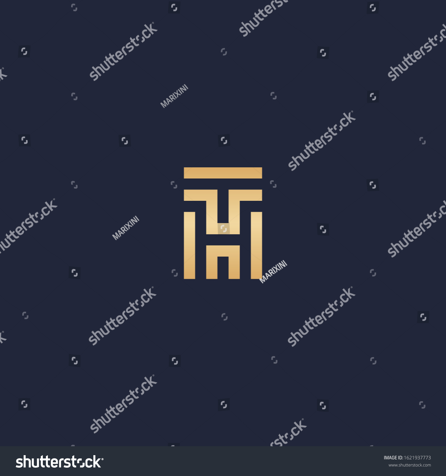 Th Monogram Logo Gold Color Stock Vector (Royalty Free) 1621937773 ...