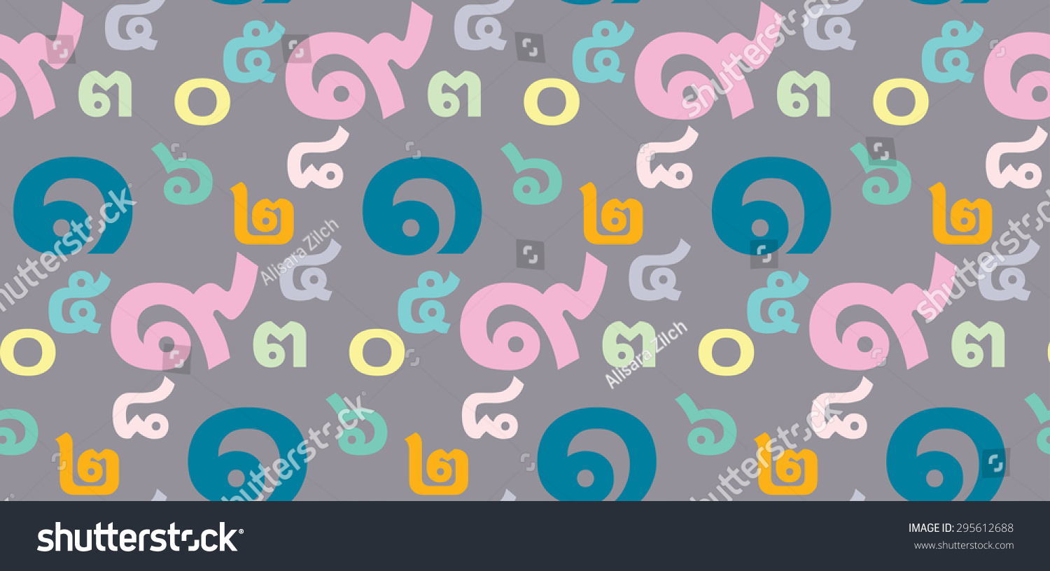 Thai Alphabet Number Seamless Pattern Background Stock Vector (Royalty ...