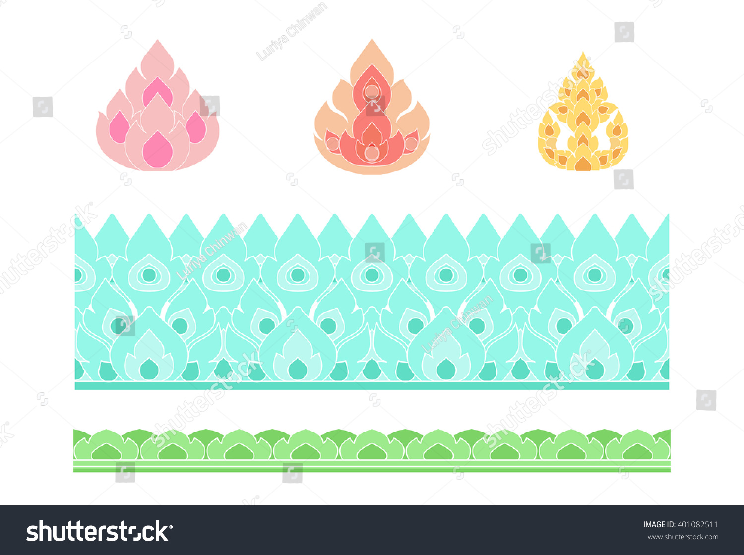 Thai Art Seamless Boarder Pattern Stock Vector (Royalty Free) 401082511 ...