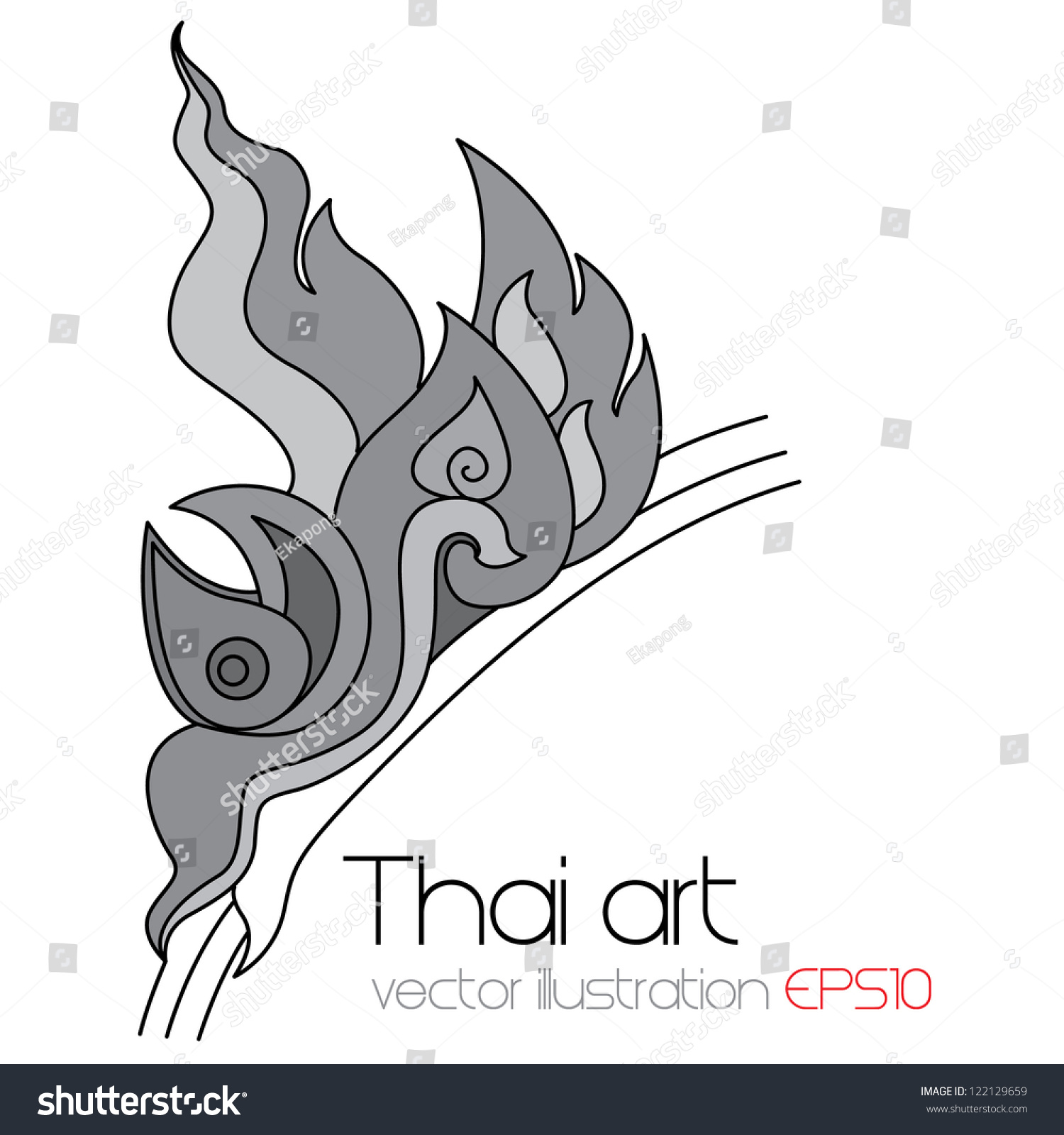 Thai Art Vector Illustration Stock Vector (Royalty Free) 122129659