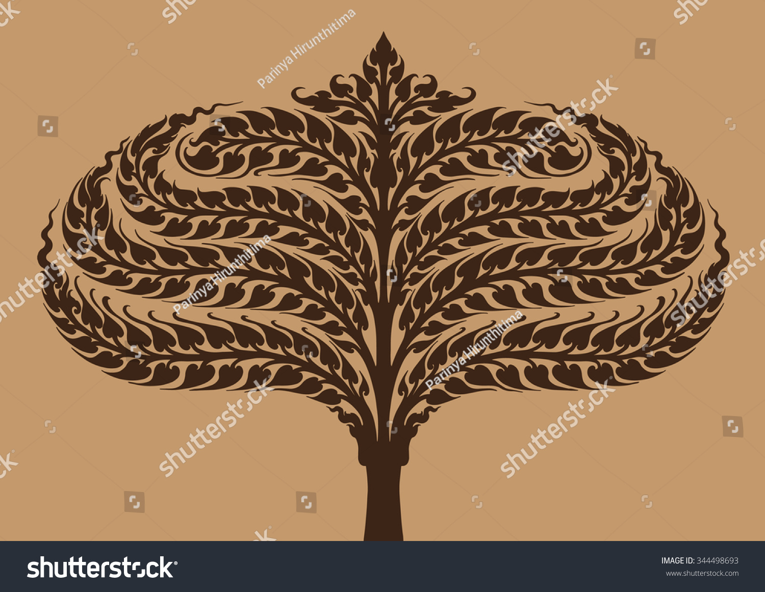 Thai Fine Art Bodhi Tree Vector 库存矢量图（免版税）344498693 | Shutterstock