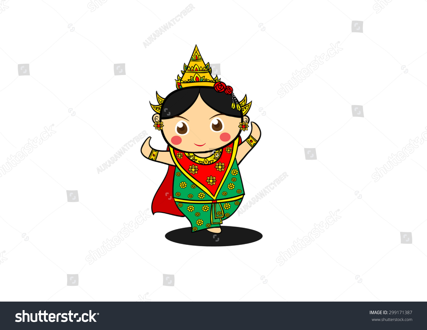 Thai Folk Dancer Actress Cartoon Vector 库存矢量图（免版税）299171387 | Shutterstock