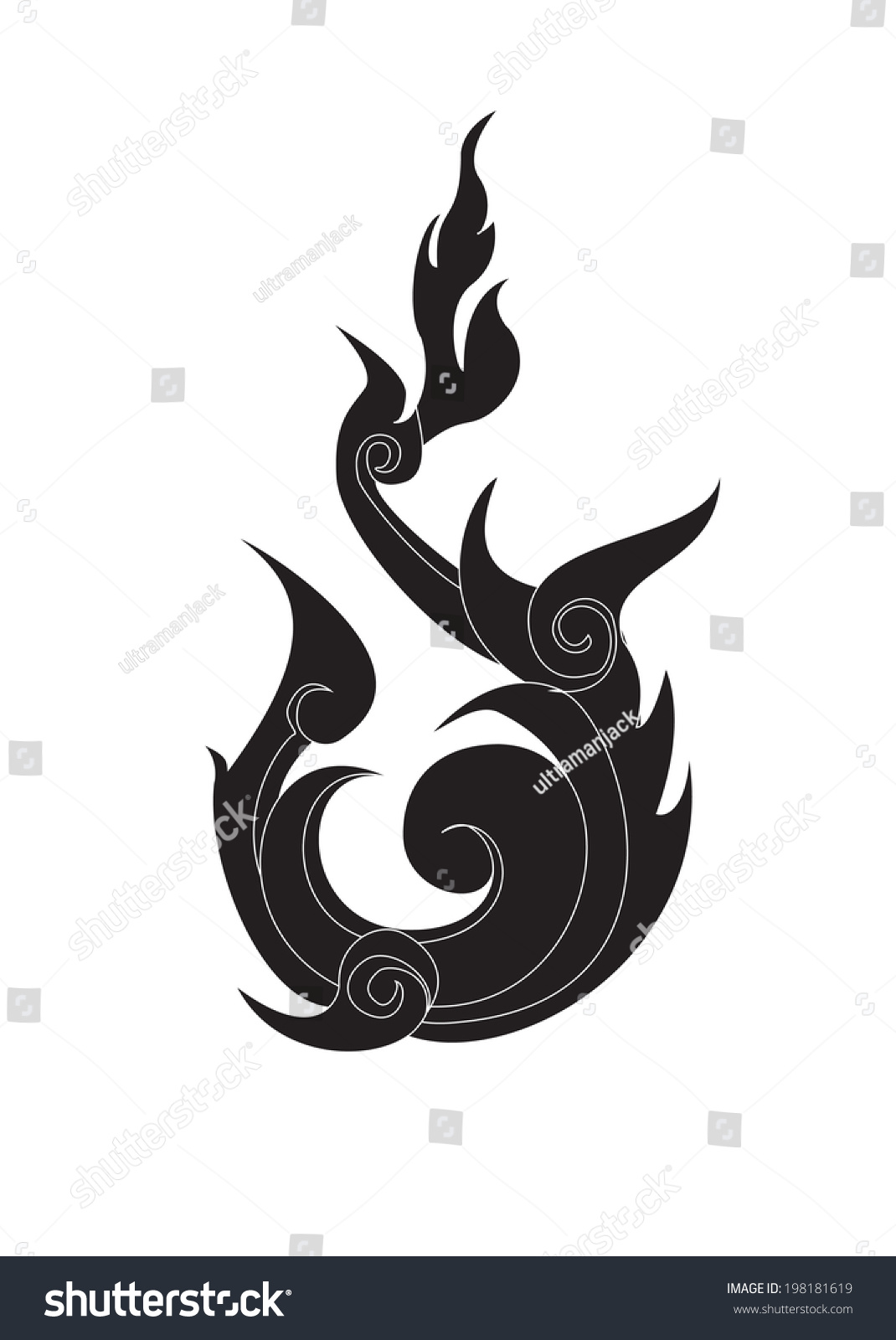 Thai Pattern Art Fire Stock Vector (Royalty Free) 198181619 | Shutterstock