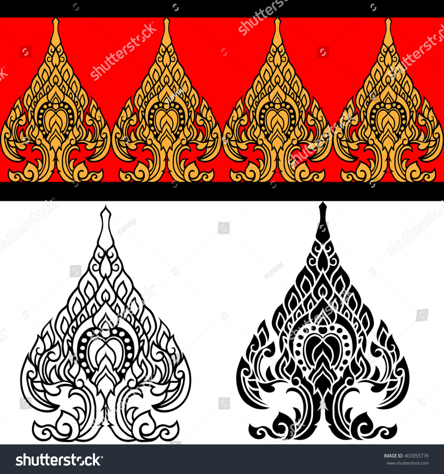 Thai Pattern Design Thai Art Vector: เวกเตอร์สต็อก (ปลอดค่าลิขสิทธิ์ ...