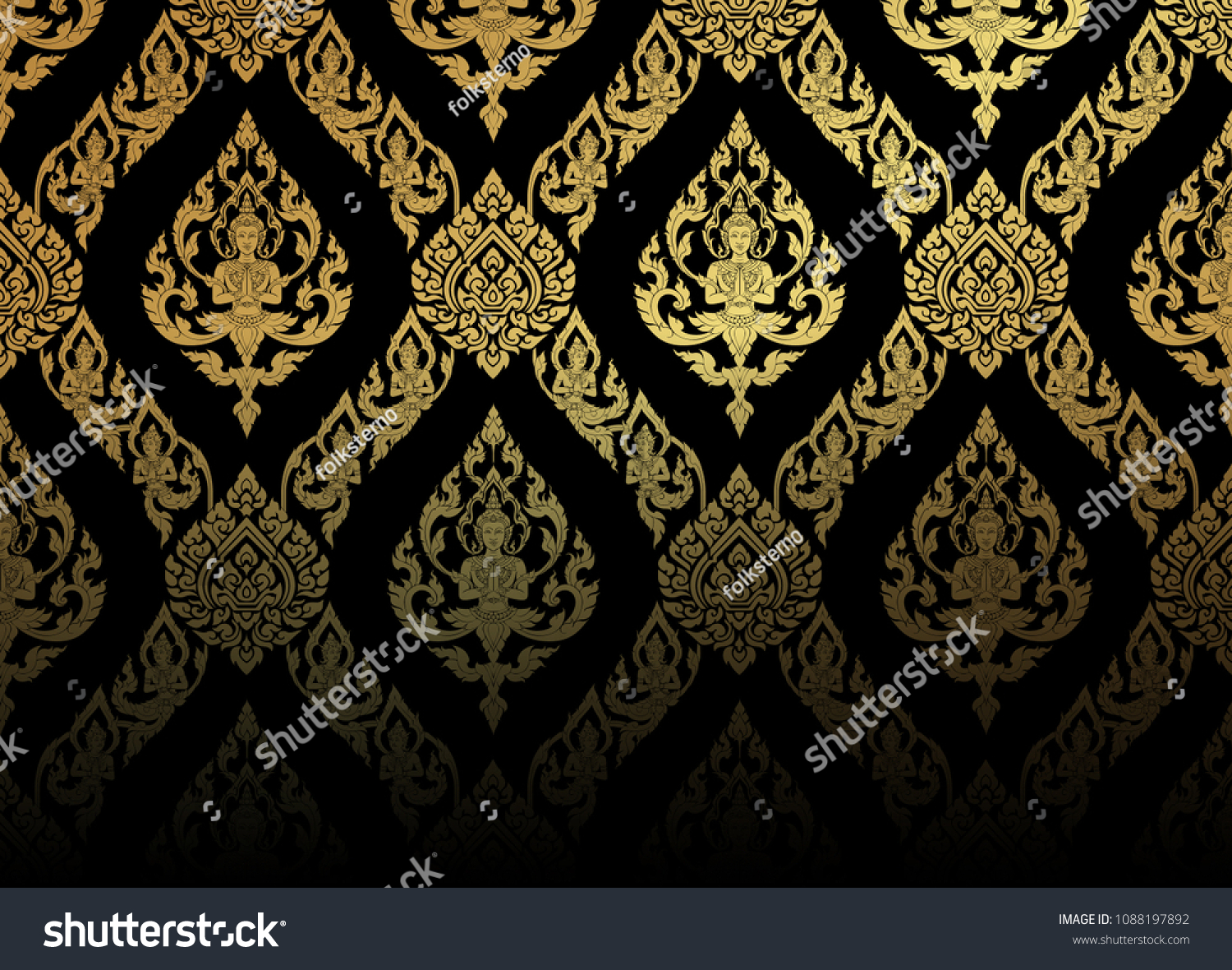 Thai Pattern Gold Black Luxury 库存矢量图（免版税）1088197892 | Shutterstock