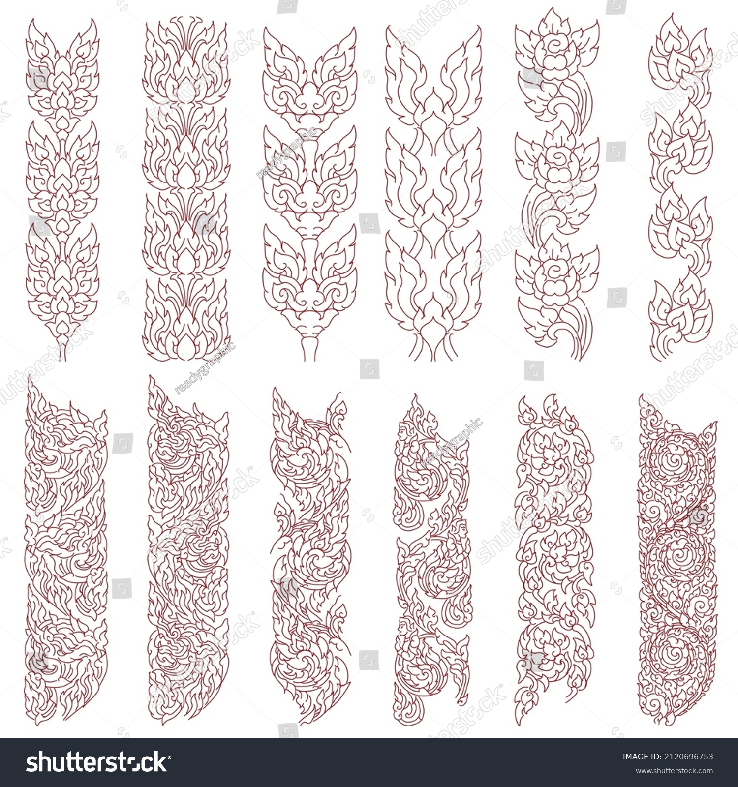 Thai Pattern Style Ideas Nature Stock Vector (Royalty Free) 2120696753
