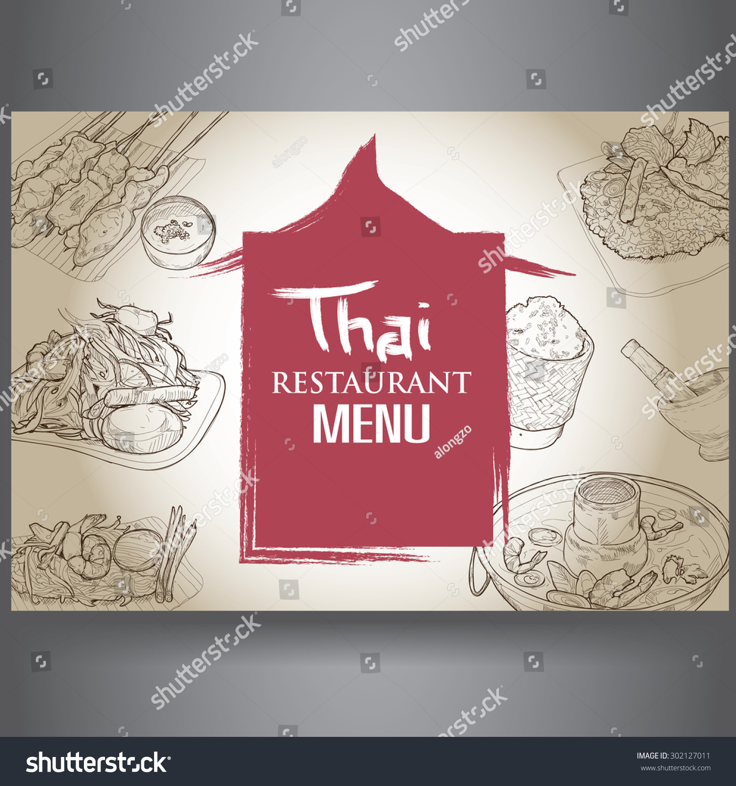 Thai Restaurant Menu Design Stock Vector (Royalty Free) 302127011