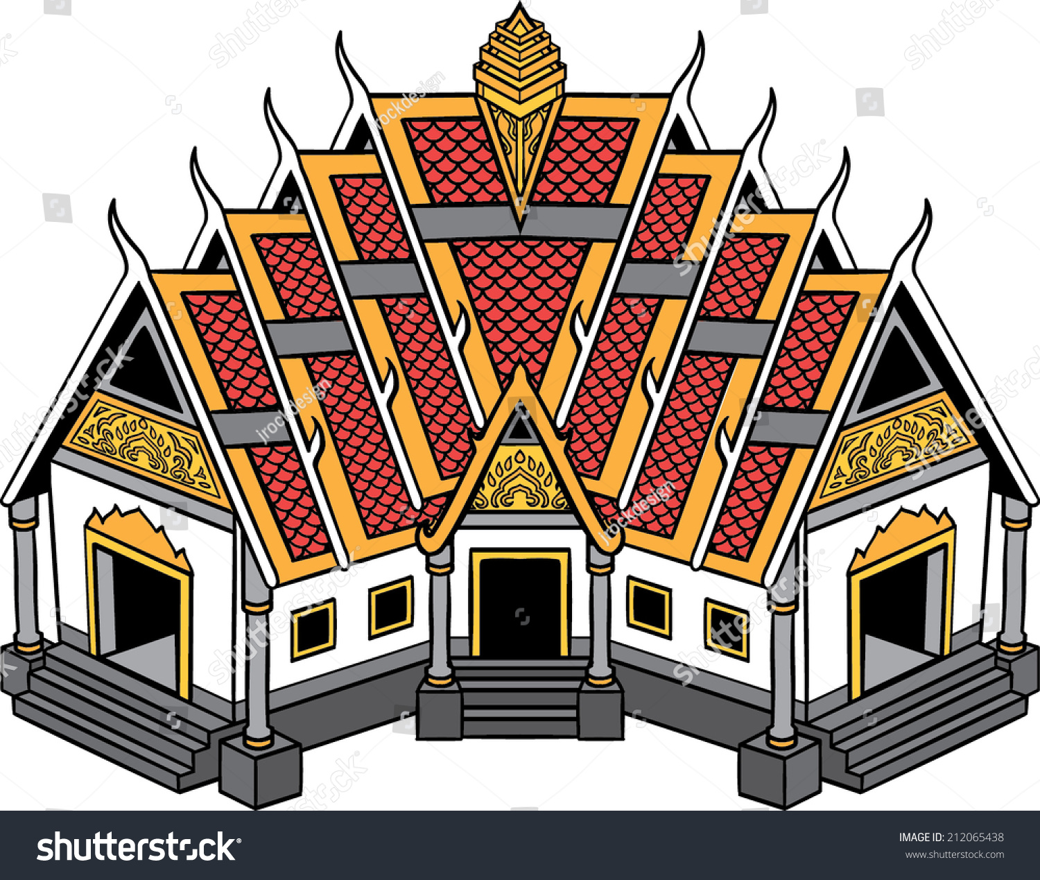 Thai Temple Stock Vector (Royalty Free) 212065438